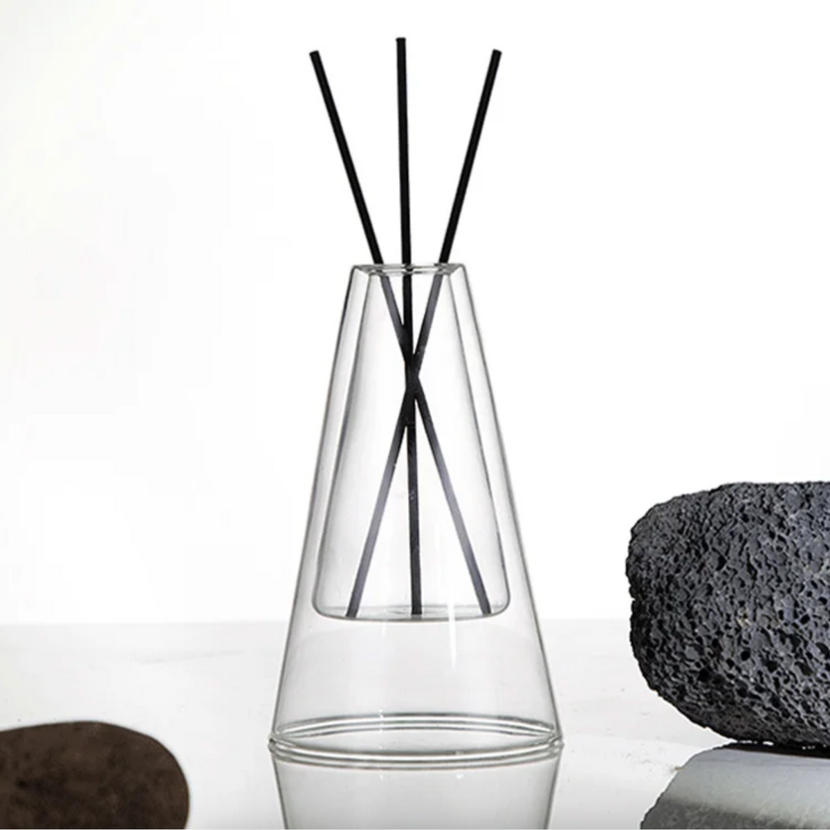 Hendrix Conical Flask Reusable Reed Diffuser in Clear Glass